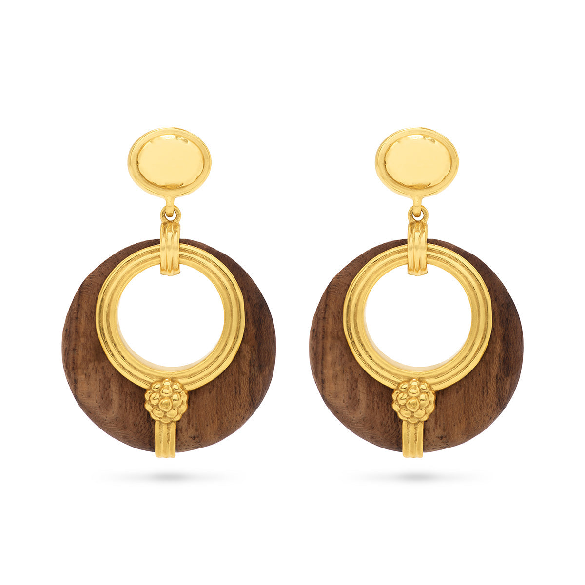 Gaia Frontal Hoop Earrings - Teak – Juliska Factory Outlet
